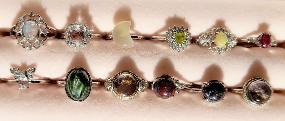 Adjustable Stone Rings, Crystal Rings, Crystal Carvings Different Mate ...